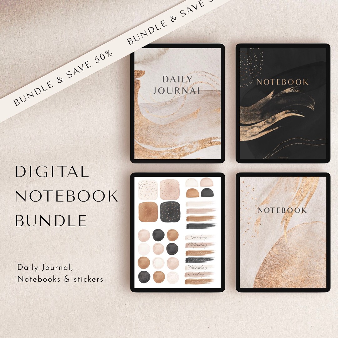 Digital Notebook Bundle - Daily Journal, Luxe Notebooks, Dark Mode ...