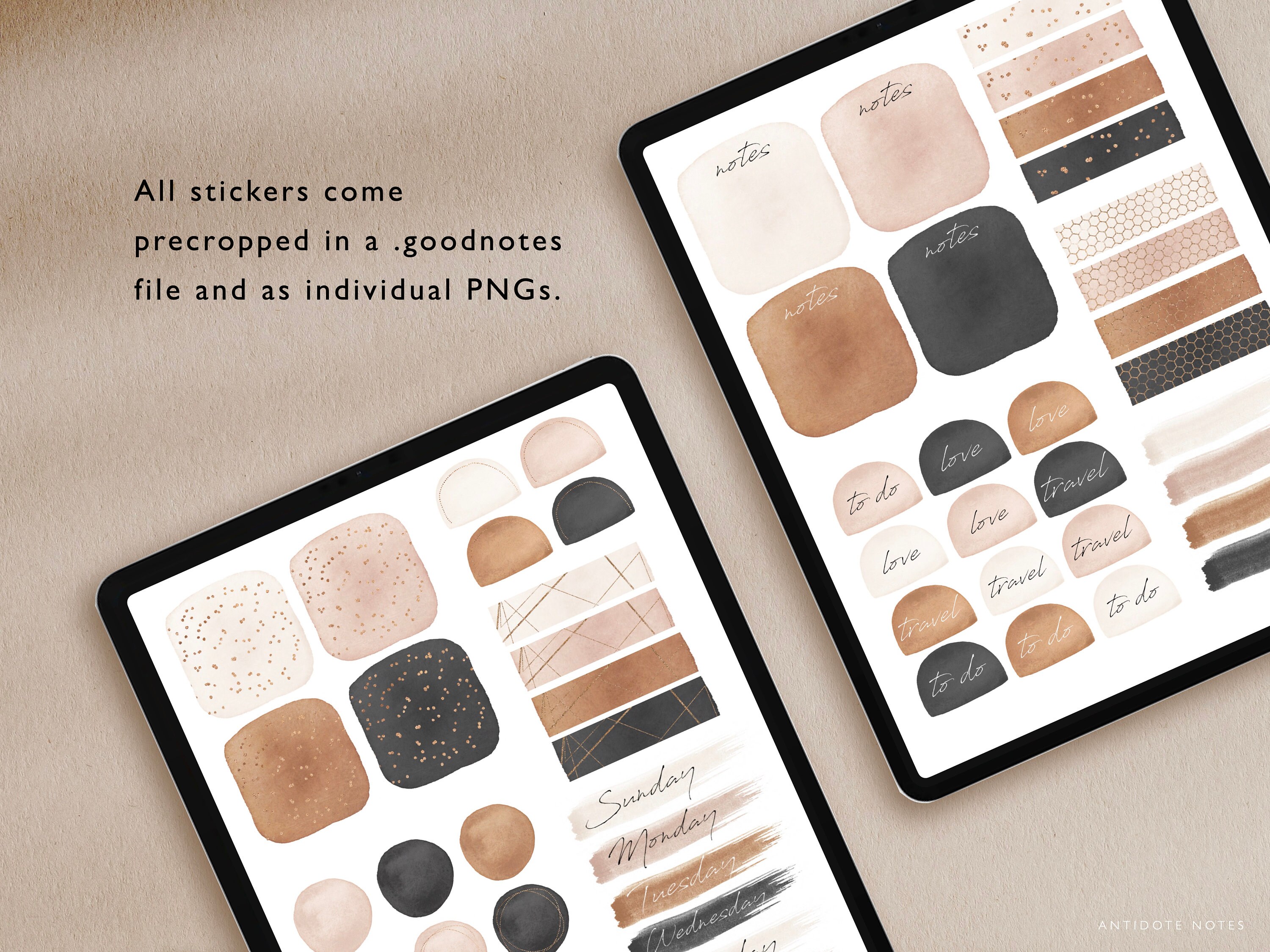 Digital stickers luxe gold and watercolor digital PNG | Etsy