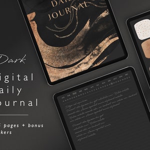 Digital Daily Journal 365 Dark mode pages blackout journal | Etsy