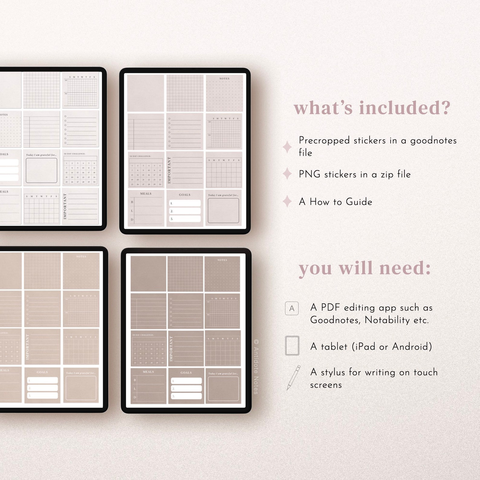 Digital Sticky Notes Neutral Tones Ipad Stickers Digital - Etsy