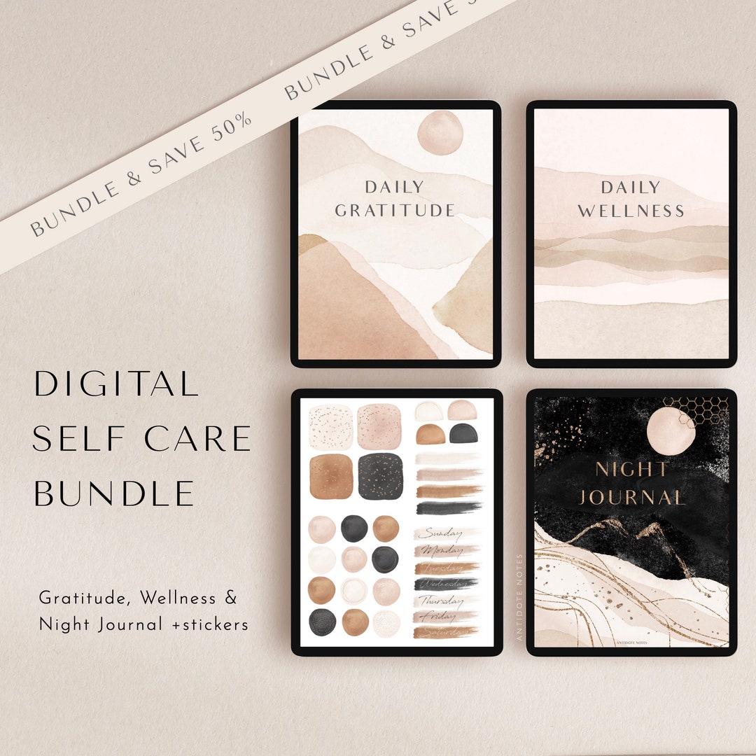 Self Care Digital Journal BUNDLE - Daily Gratitude, Wellness and Night ...