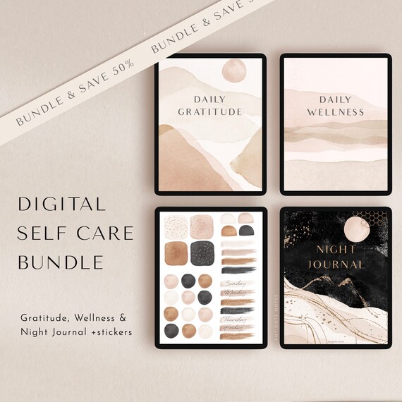 Self Care Digital Journal BUNDLE Daily Gratitude Wellness - Etsy