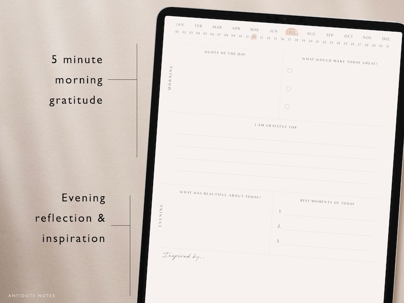 Digital Gratitude Journal - 365 Pages - for Ipad, Goodnotes, Notability ...