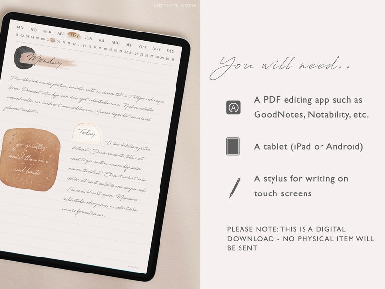 Digital Planner Bundle Undated Planner Daily Journal Luxe | Etsy