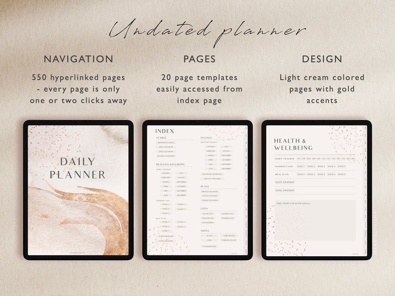 Digital Planner Bundle Undated Planner Daily Journal Luxe | Etsy