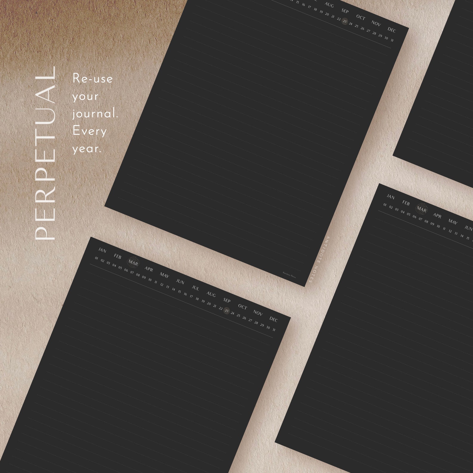 Digital Daily Journal 365 Dark Mode Pages Blackout Journal - Etsy Australia