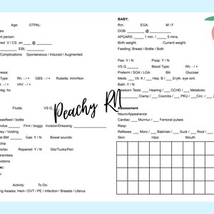MATERNITY POSTPARTUM Nursing Report Sheet Template | Etsy