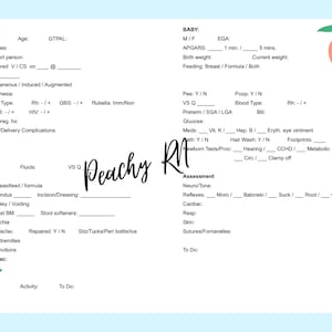 MATERNITY POSTPARTUM Nursing Report Sheet Template - Etsy
