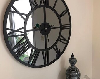 Large Mirror Wall Clock - Etsy