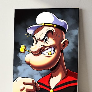 Popeye Bold Vector Art Print – Dark Heroic Poster Download, Strong Wall ...