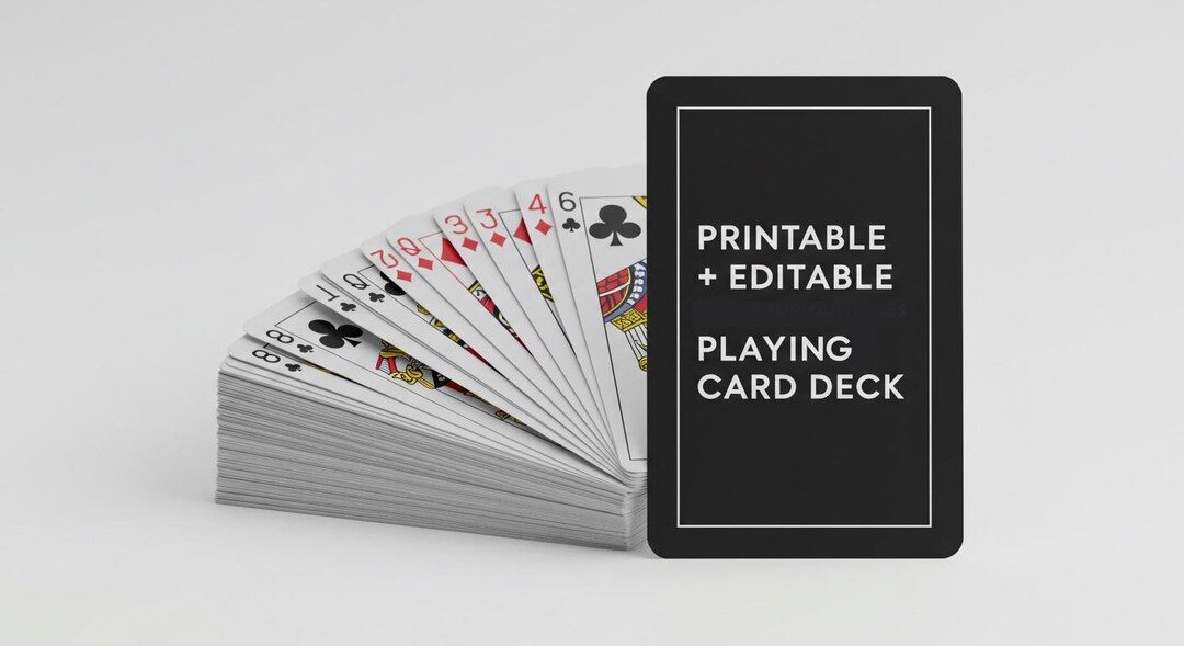 Editable Playing Card Template | Customisable Poker/blackjack Game Deck ...