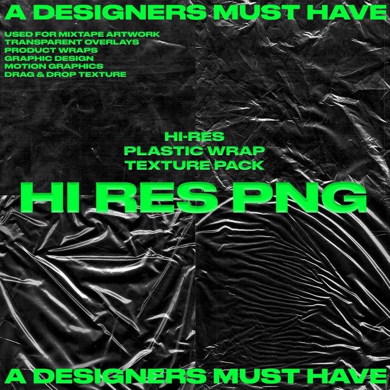 Plastic Wrap PNG Textures – 30 High-res Transparent Overlays – Grunge ...