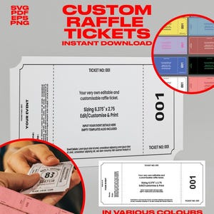 Canva Editable Printable Raffle Tickets With 100 Free Raffles | Print ...