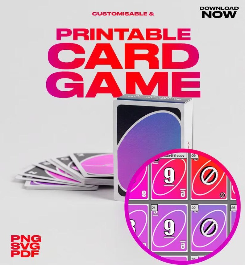 Customisable Uno Card Game – Printable Family Party Game (A4 PDF, PNG ...