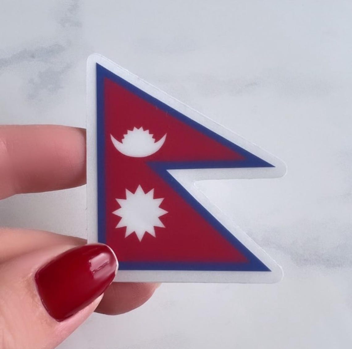 Nepal Flag Clear Sticker - 2" Height | Weatherproof Vinyl Decal ...