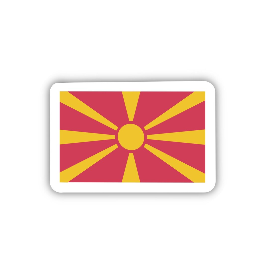 Macedonia Flag Clear Sticker - 2" Length | Transparent Macedonian ...