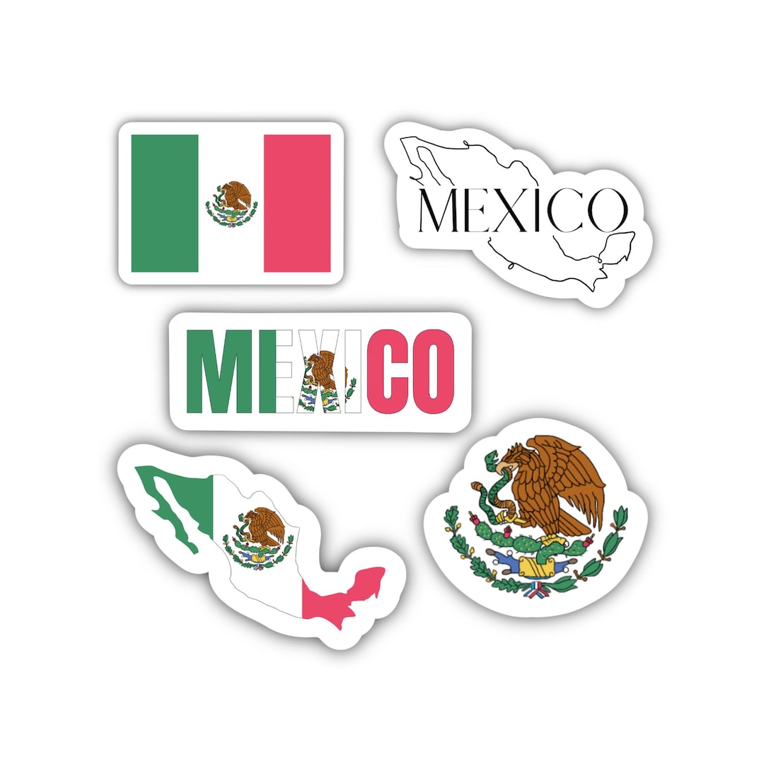 Mexico Sticker Pack (set of 5) | Mexican Flag, Coat of Arms, Outline ...