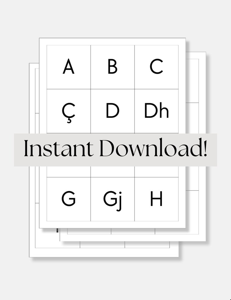 Albanian Alphabet Printable Flashcards - Digital Download for Language ...