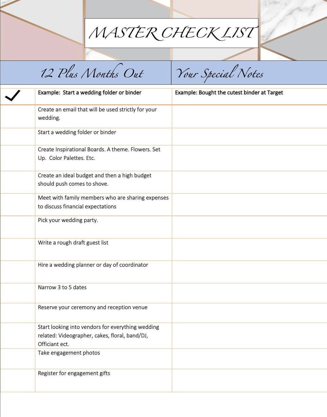 Wedding Printable Master Checklist | Etsy