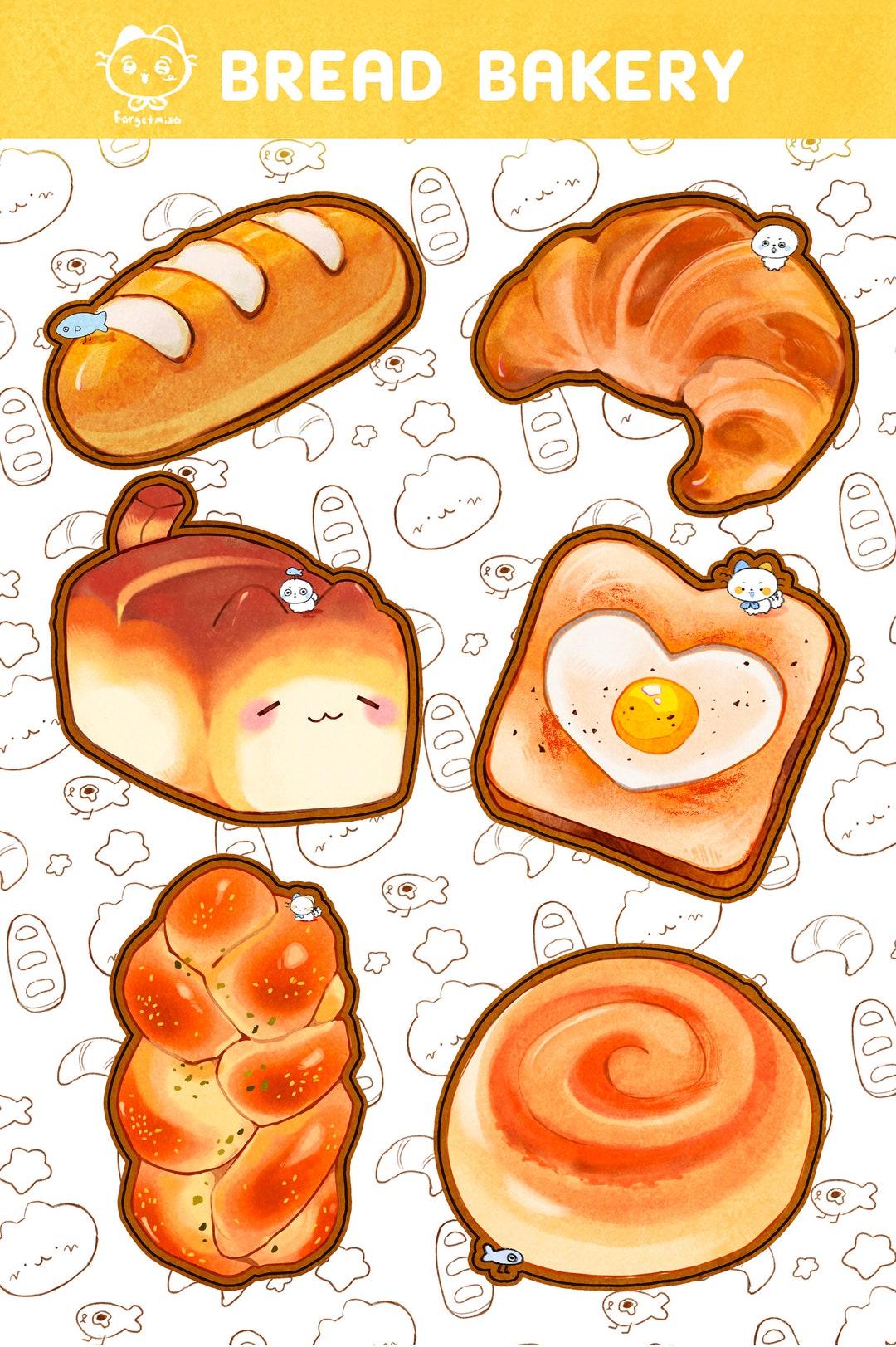 Bread Bakery Stickersheet PREORDER ORIGINAL, Gift - Etsy