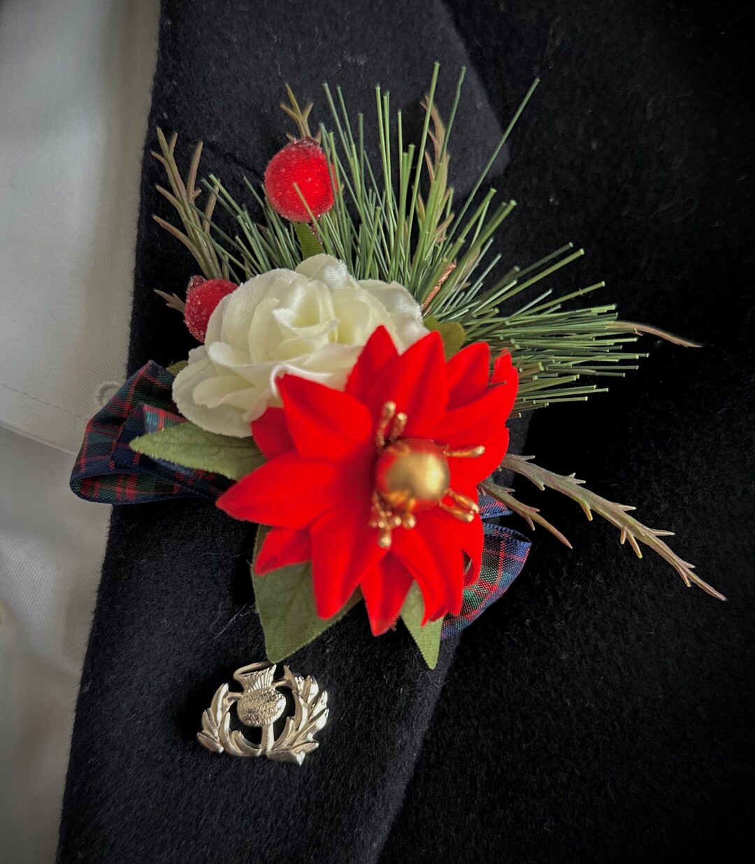 Red and White Buttonhole Poinsettia and Rose - Etsy