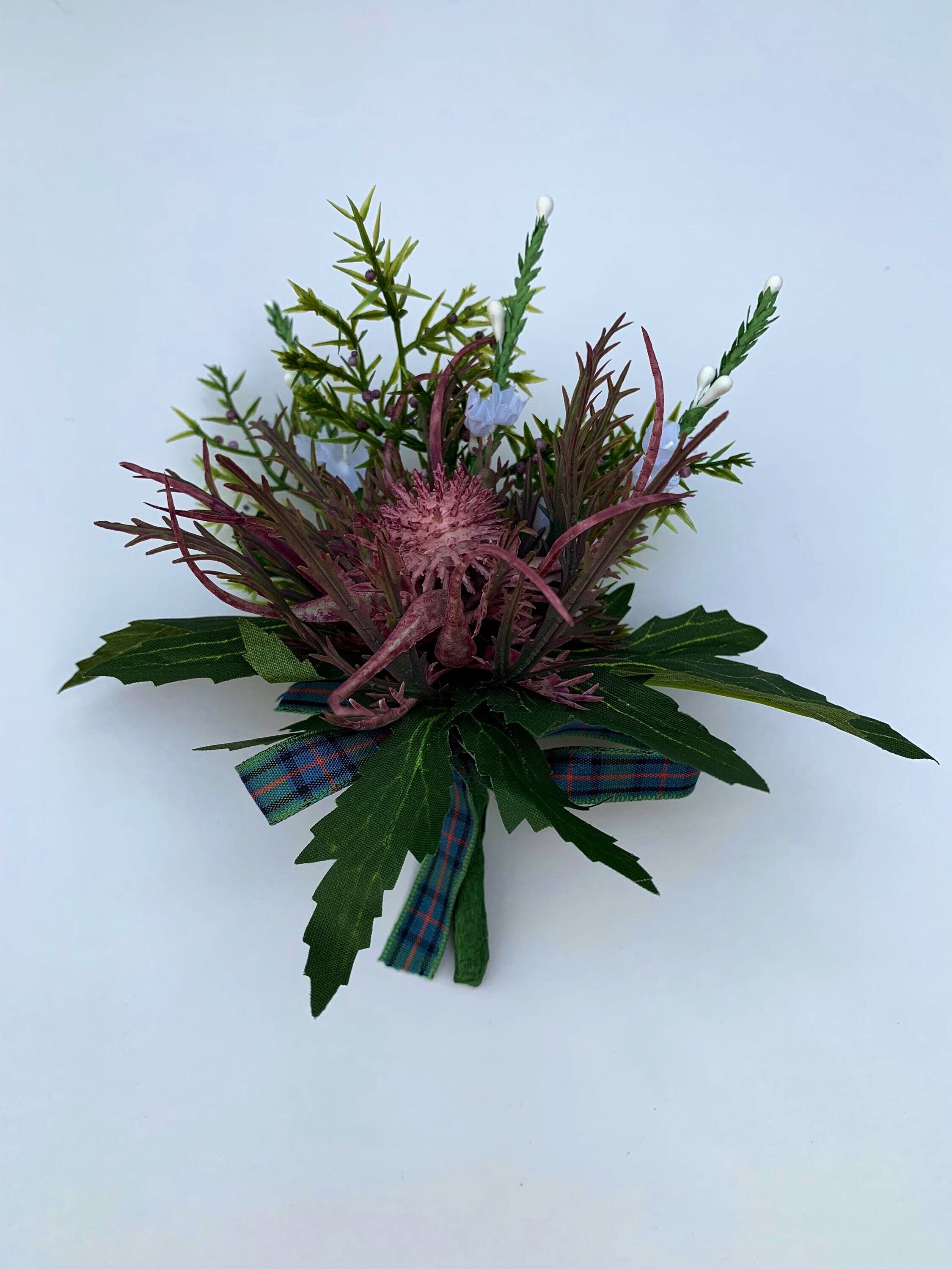 Scottish Buttonhole Purple Thistle and Leaves - Etsy