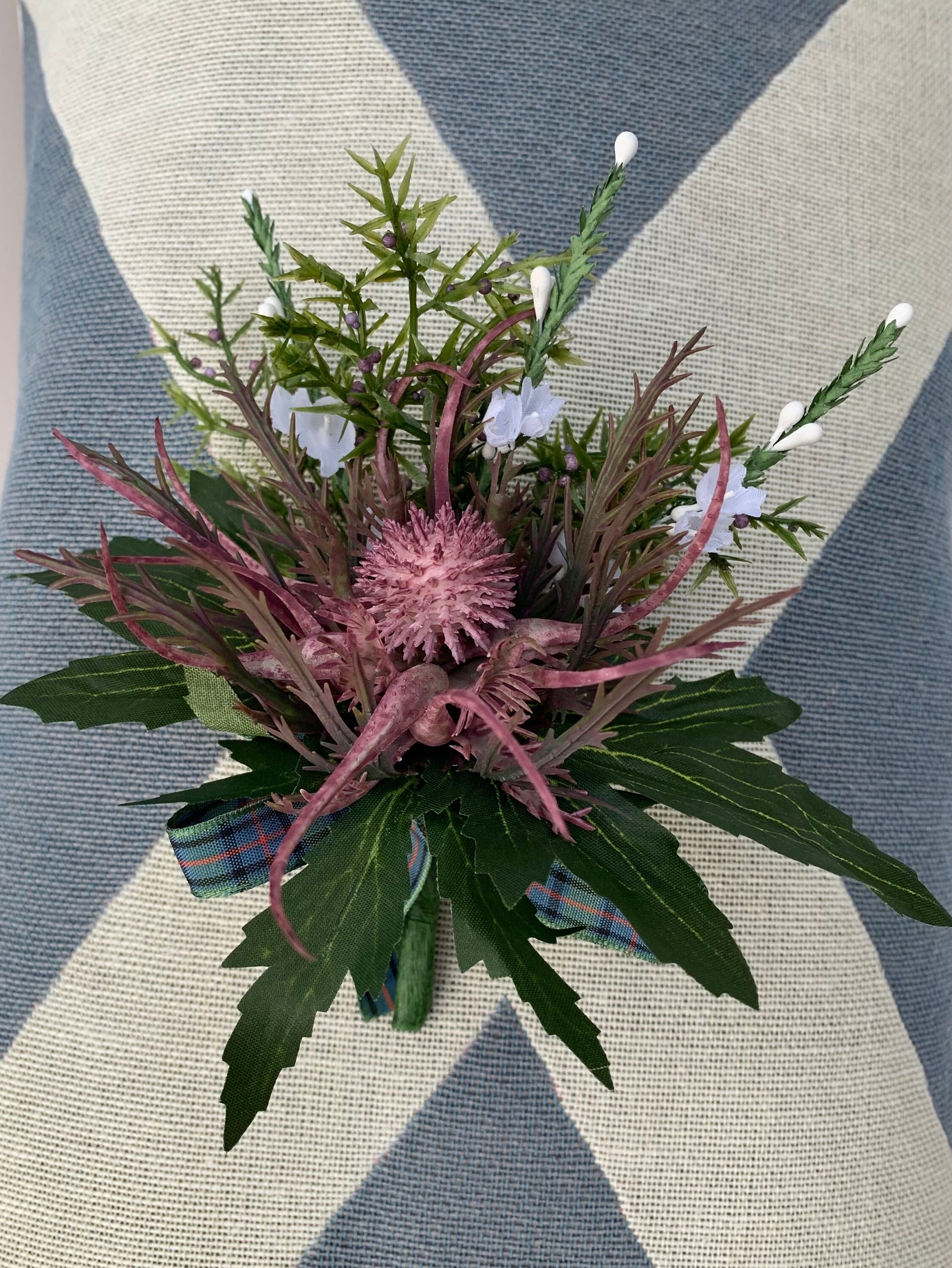 Scottish Buttonhole Purple Thistle and Leaves - Etsy