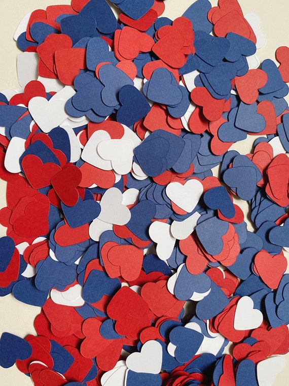 Red White & Blue Heart Confetti BBQ Decor Table Decor - Etsy