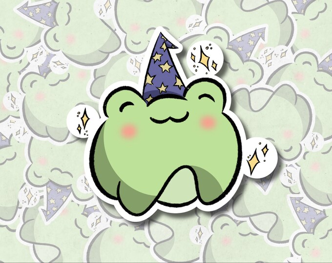 Cute Frog Wizard Sticker, Cute Wizard Sticker, Cute Frog Sticker,animal ...