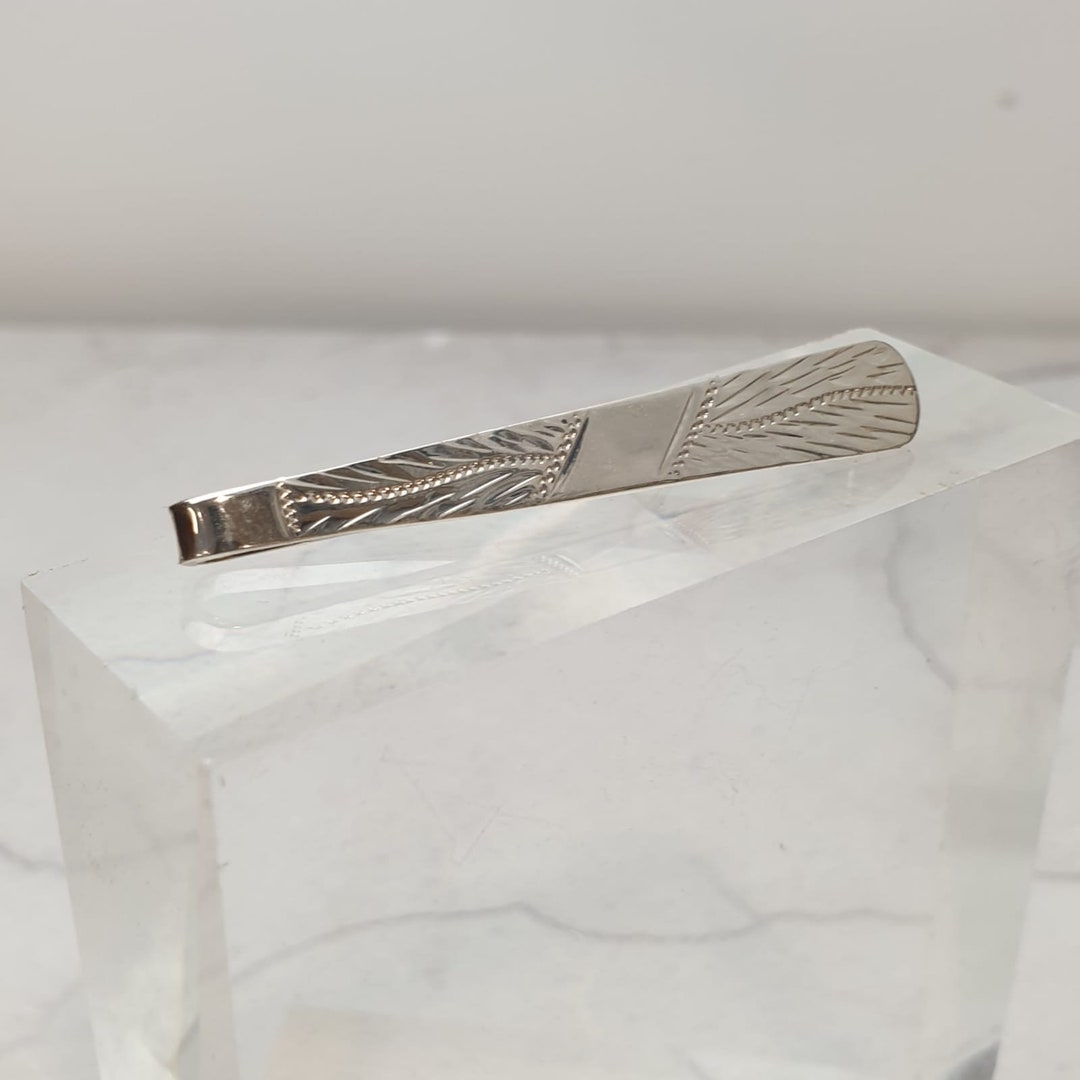 Tapered Engraved Solid Silver Tie Slide - Etsy