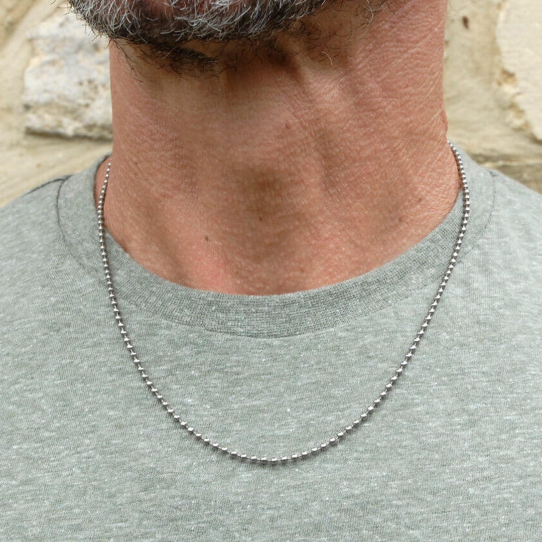 Mens Titanium Ball Chain Necklace Strong Fine Style - Etsy