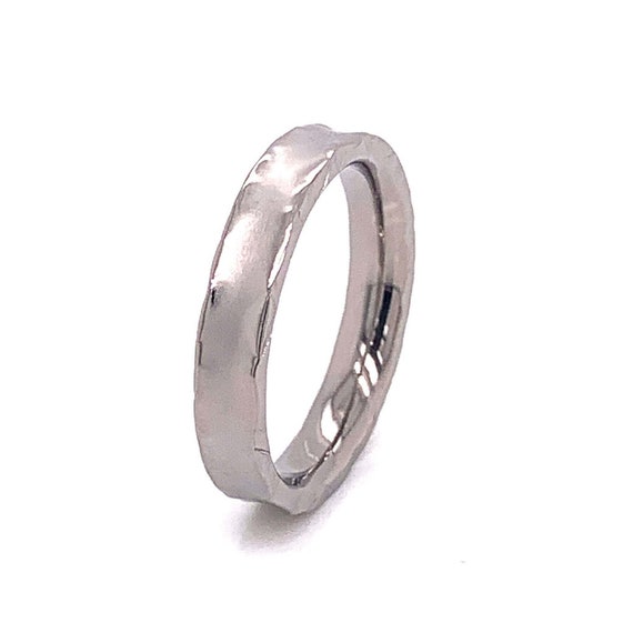 Personalised Ladies Titanium Ring With Hammered Edge Etsy Canada