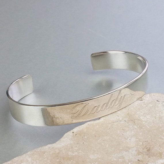 Personalised For Free Men s Silver Bracelet Bangle