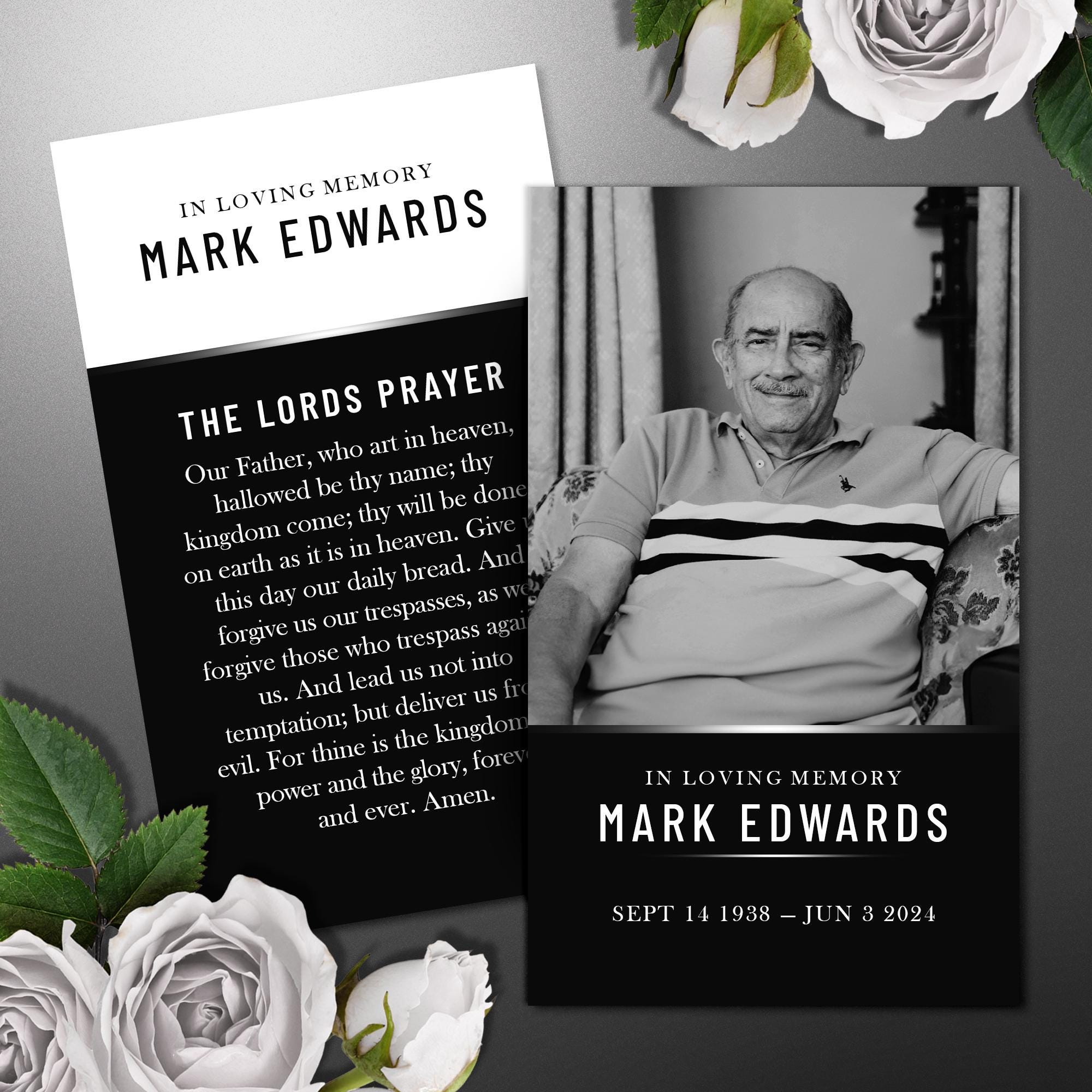 Custom Funeral Cards | 3"x5" Prayer Cards | Double Sided Eulogy Cards ...