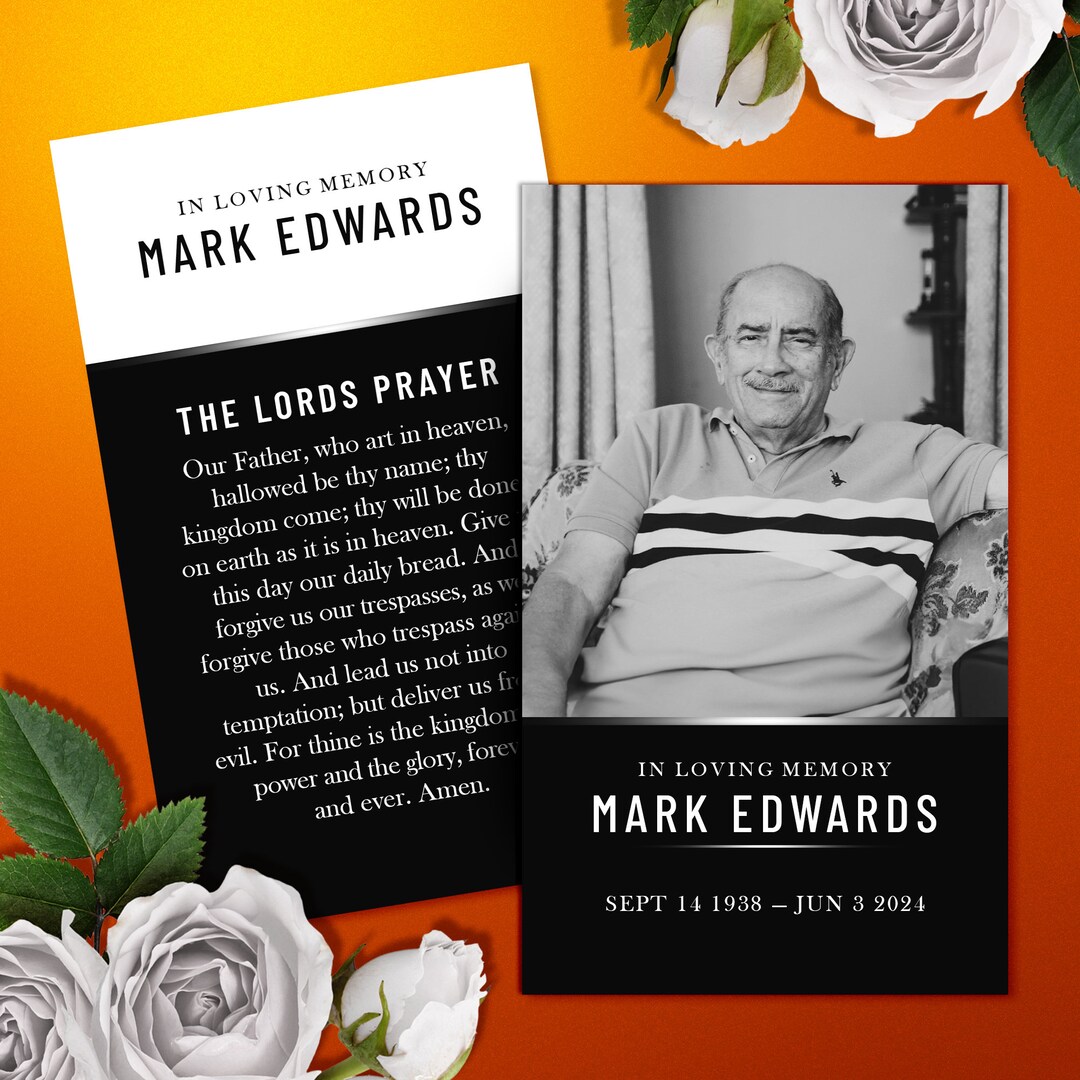 Custom Funeral Cards 3x5 Prayer Cards Double Sided Eulogy Cards 48 Hour ...
