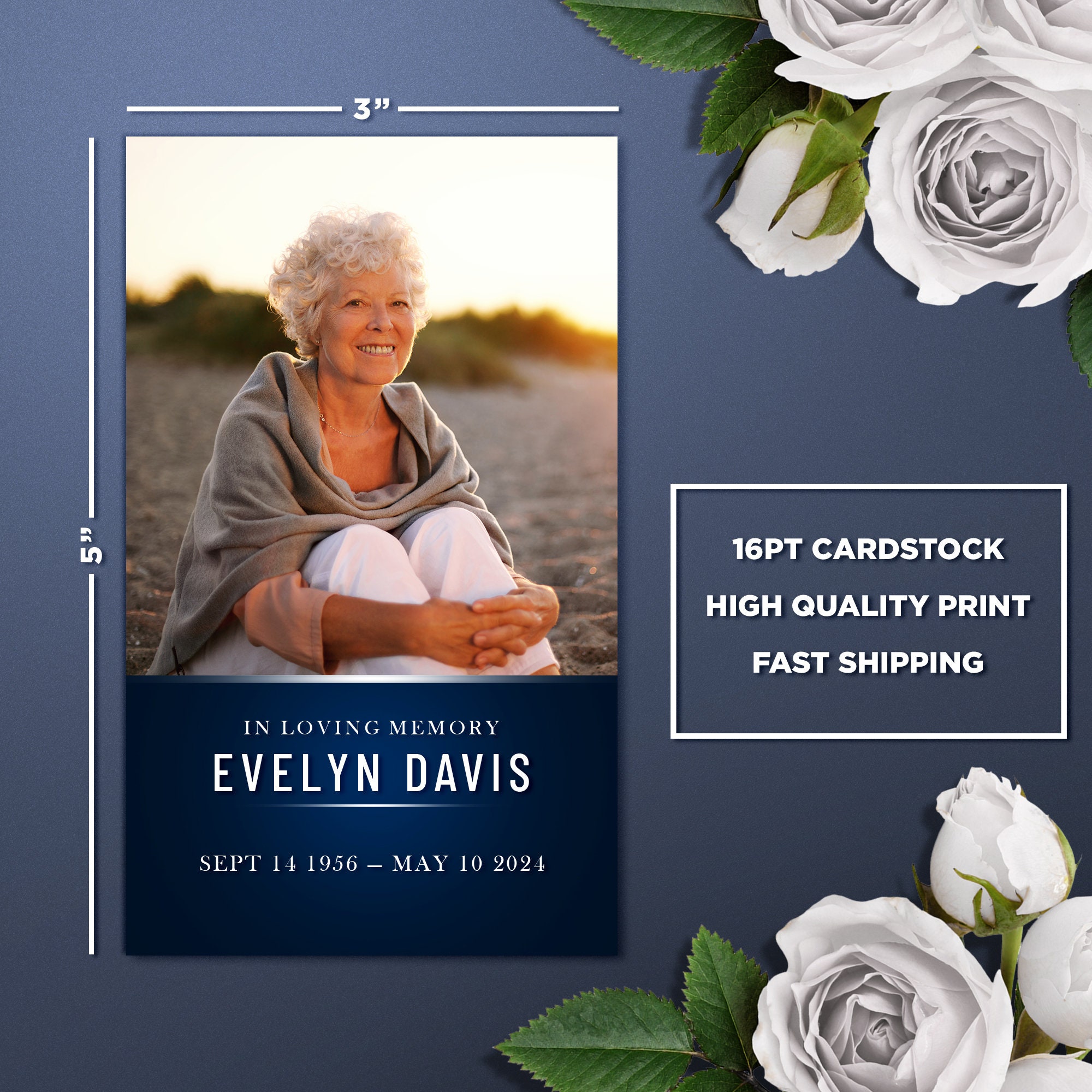 Custom Funeral Cards 3x5 Prayer Cards Double Sided Eulogy Cards 48 Hour ...