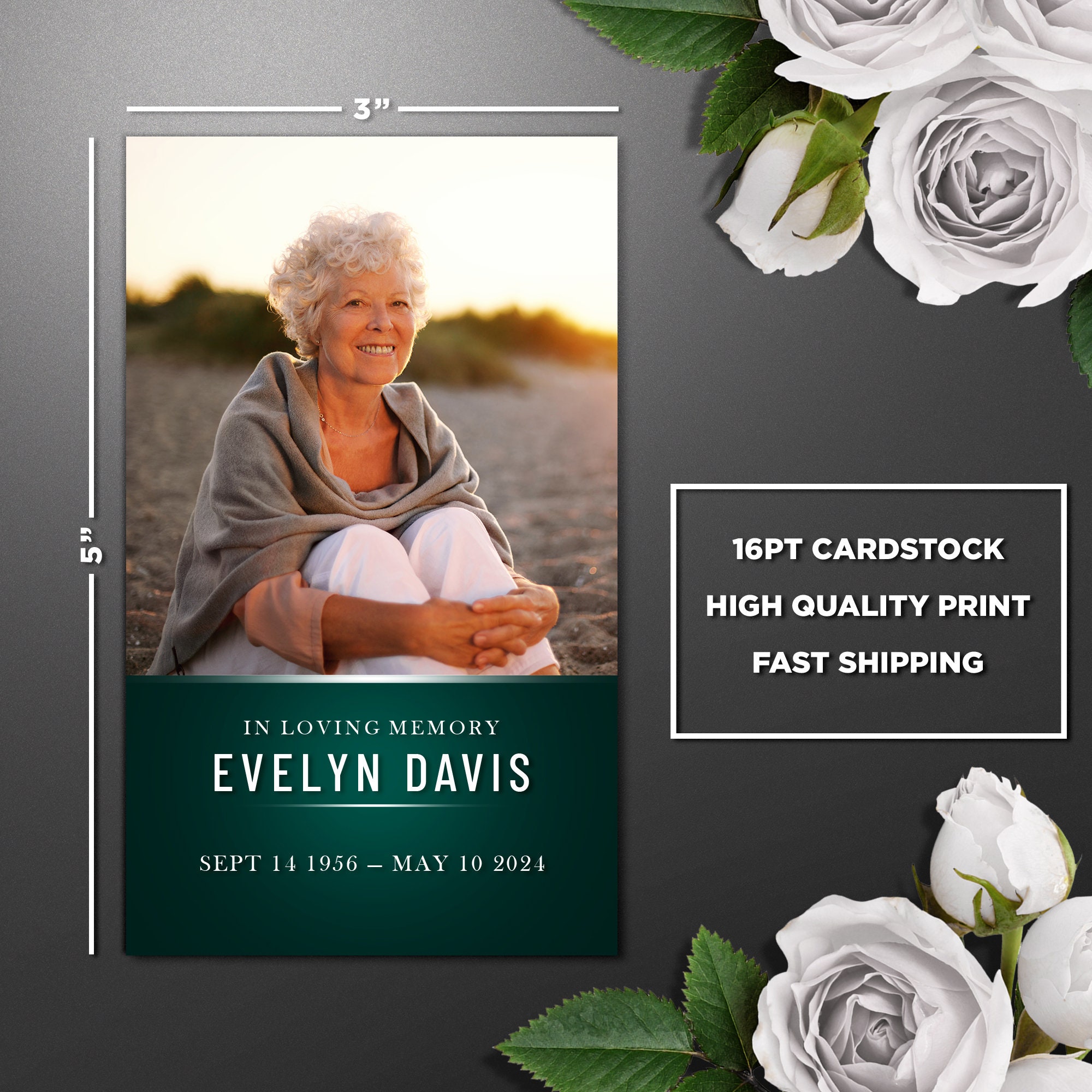 Custom Funeral Cards | 3"x5" Prayer Cards | Double Sided Eulogy Cards ...