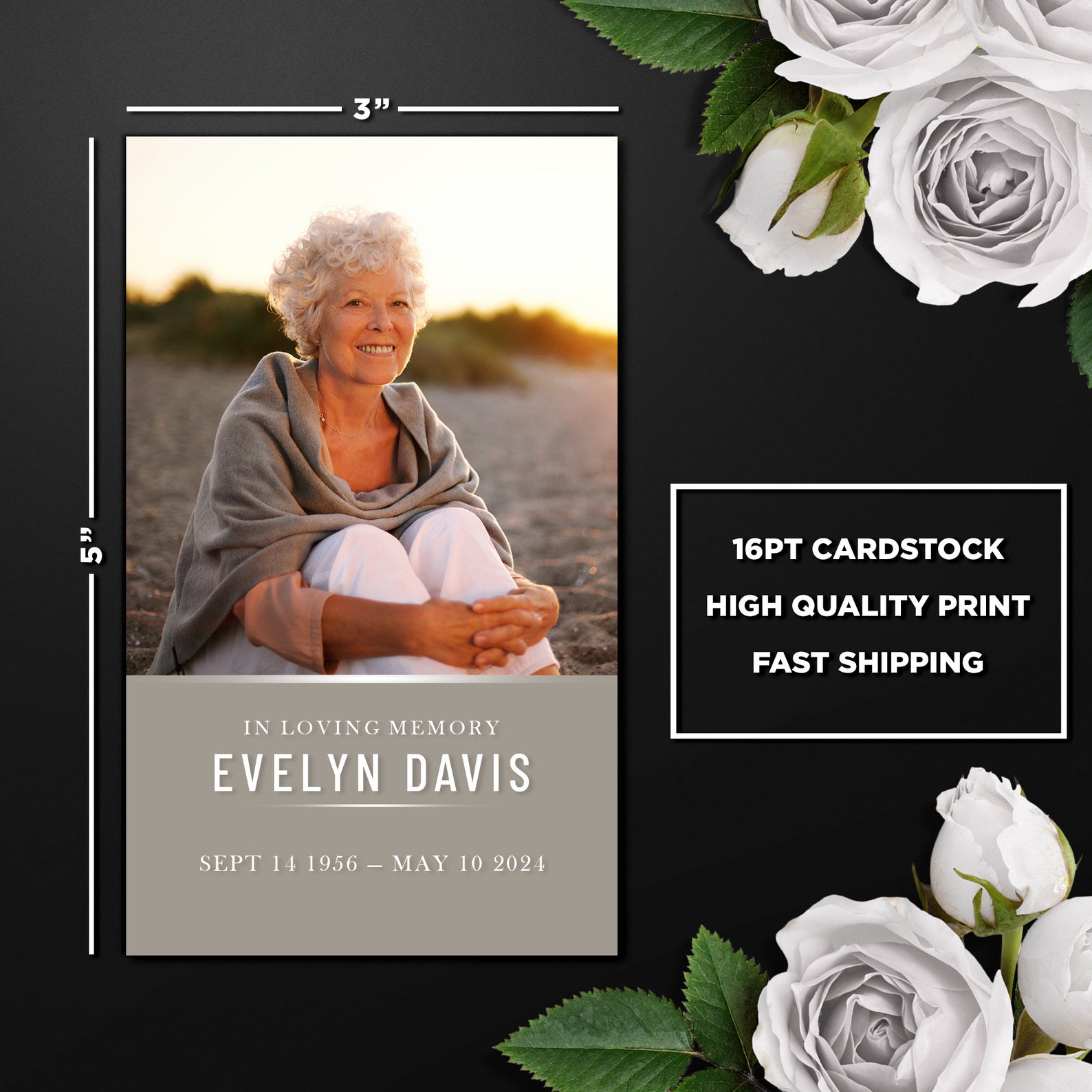 Custom Funeral Cards | 3"x5" Prayer Cards | Double Sided Eulogy Cards ...