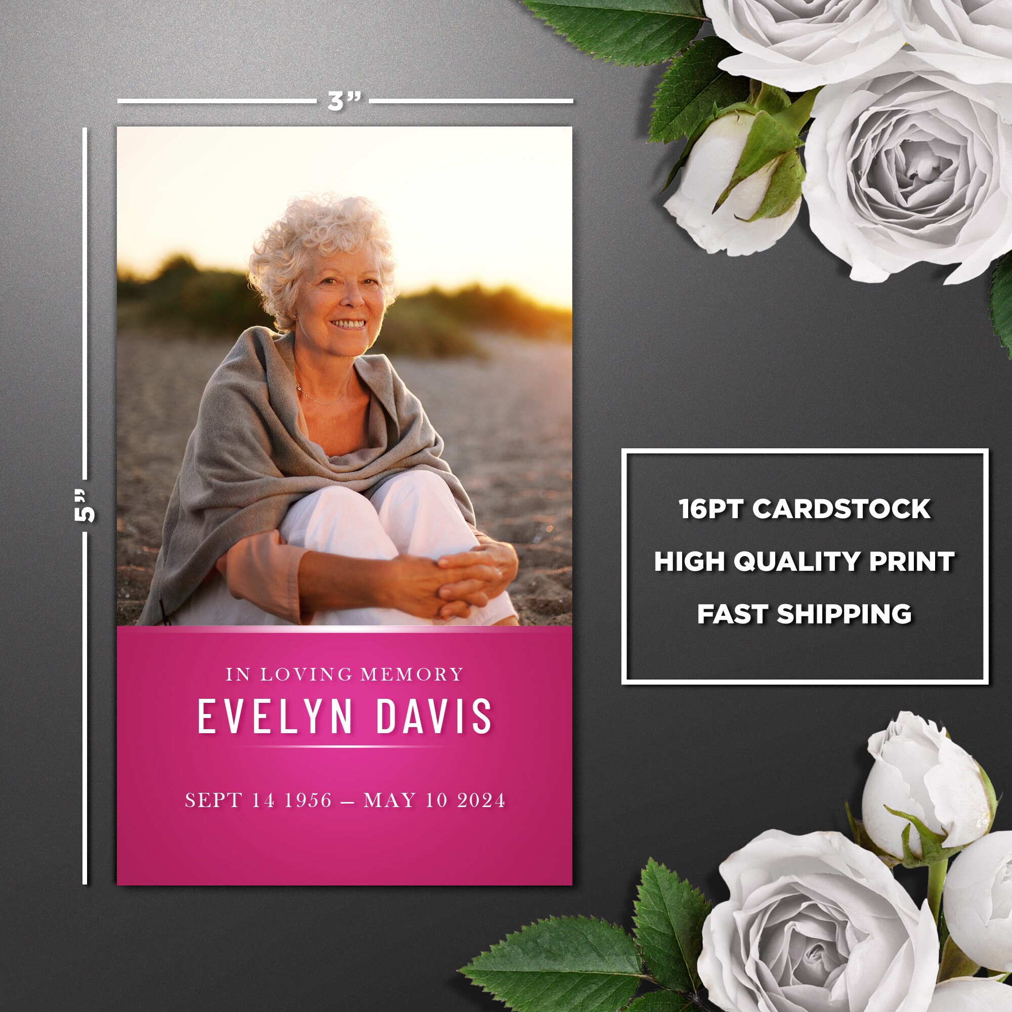 Custom Funeral Cards | 3"x5" Prayer Cards | Double Sided Eulogy Cards ...