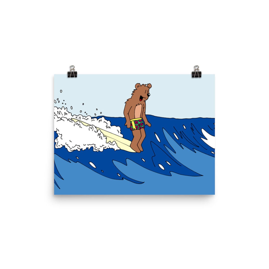 Bear Surfing Wall Art Print | Nursery Wall Art Print | Kids Room Wall ...