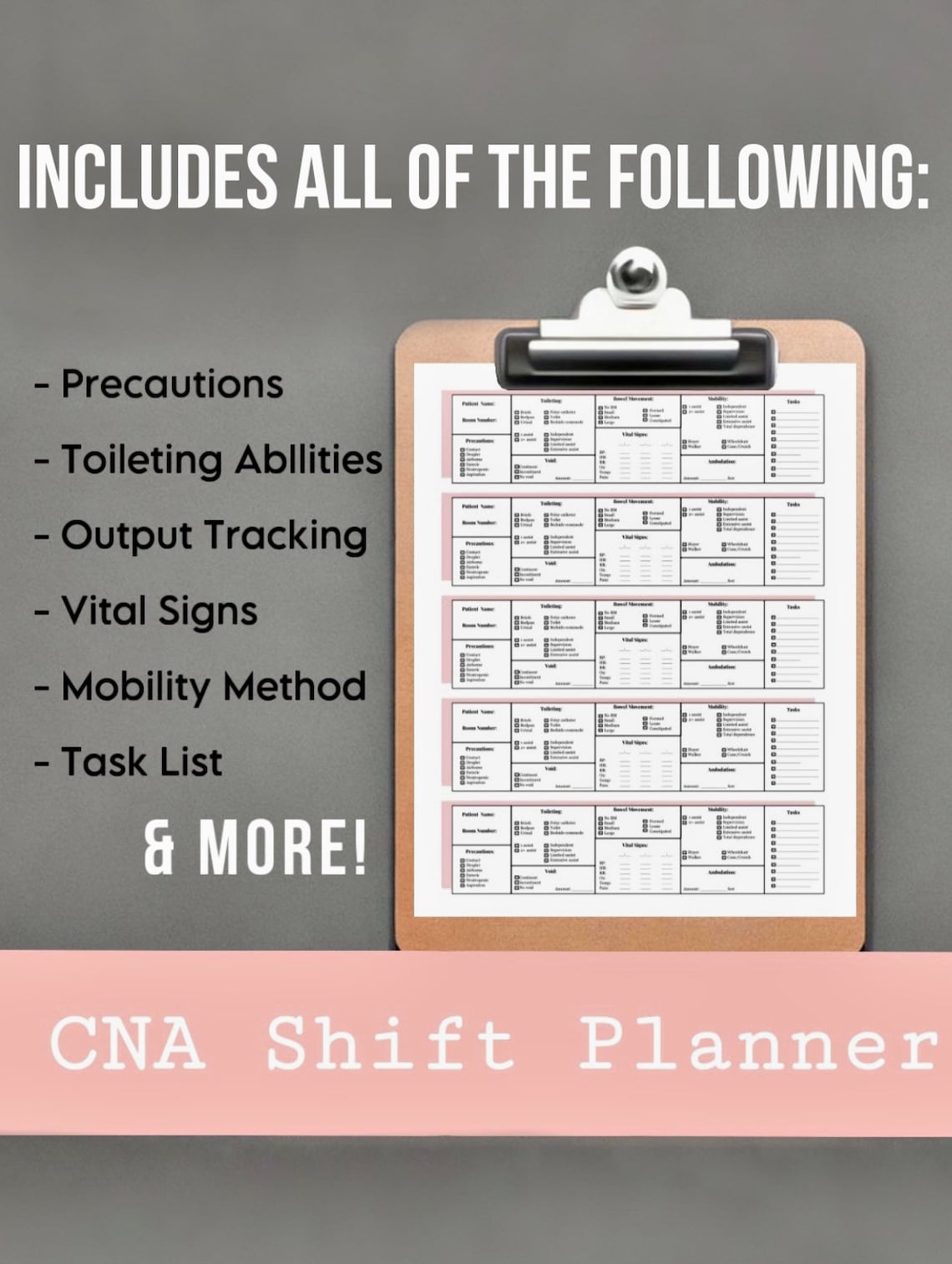 CNA Shift Planner | Patient Care Tech Report Sheet - Etsy