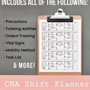 CNA Shift Planner | Patient Care Tech Report Sheet - Etsy