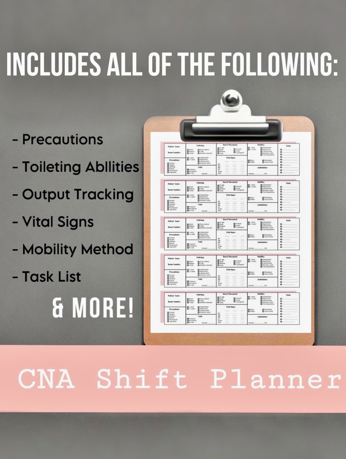CNA Shift Planner | Patient Care Tech Report Sheet - Etsy