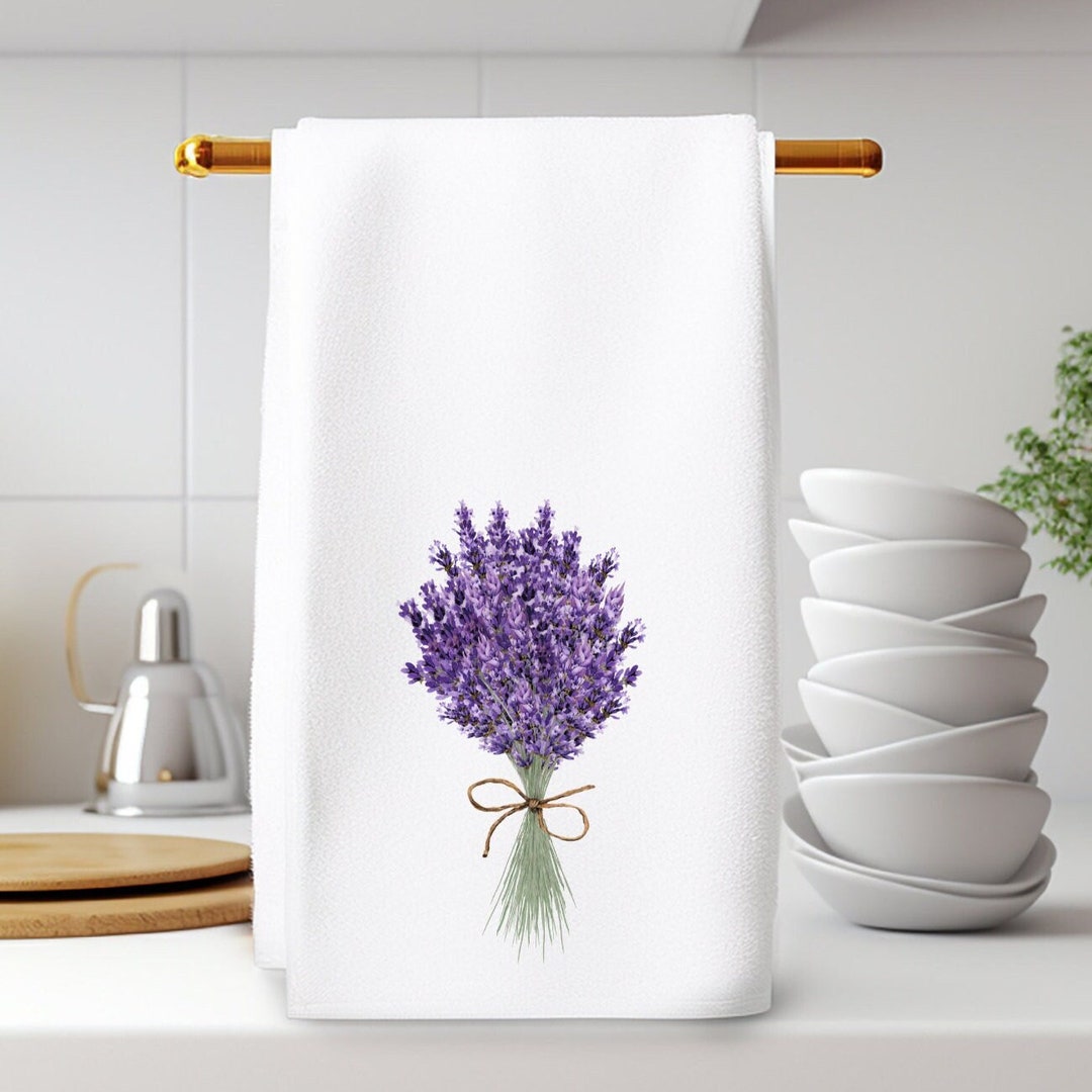 Lavender Bouquet Hand Towel: Elegant Kitchen or Bath Decor - Etsy
