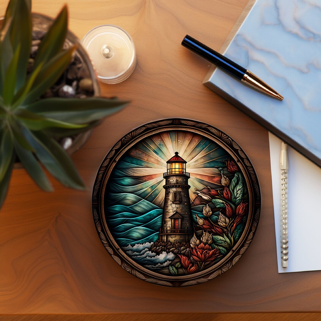 Lighthouse Coaster, Nautical Home Decor, Individual Coaster, Nature ...