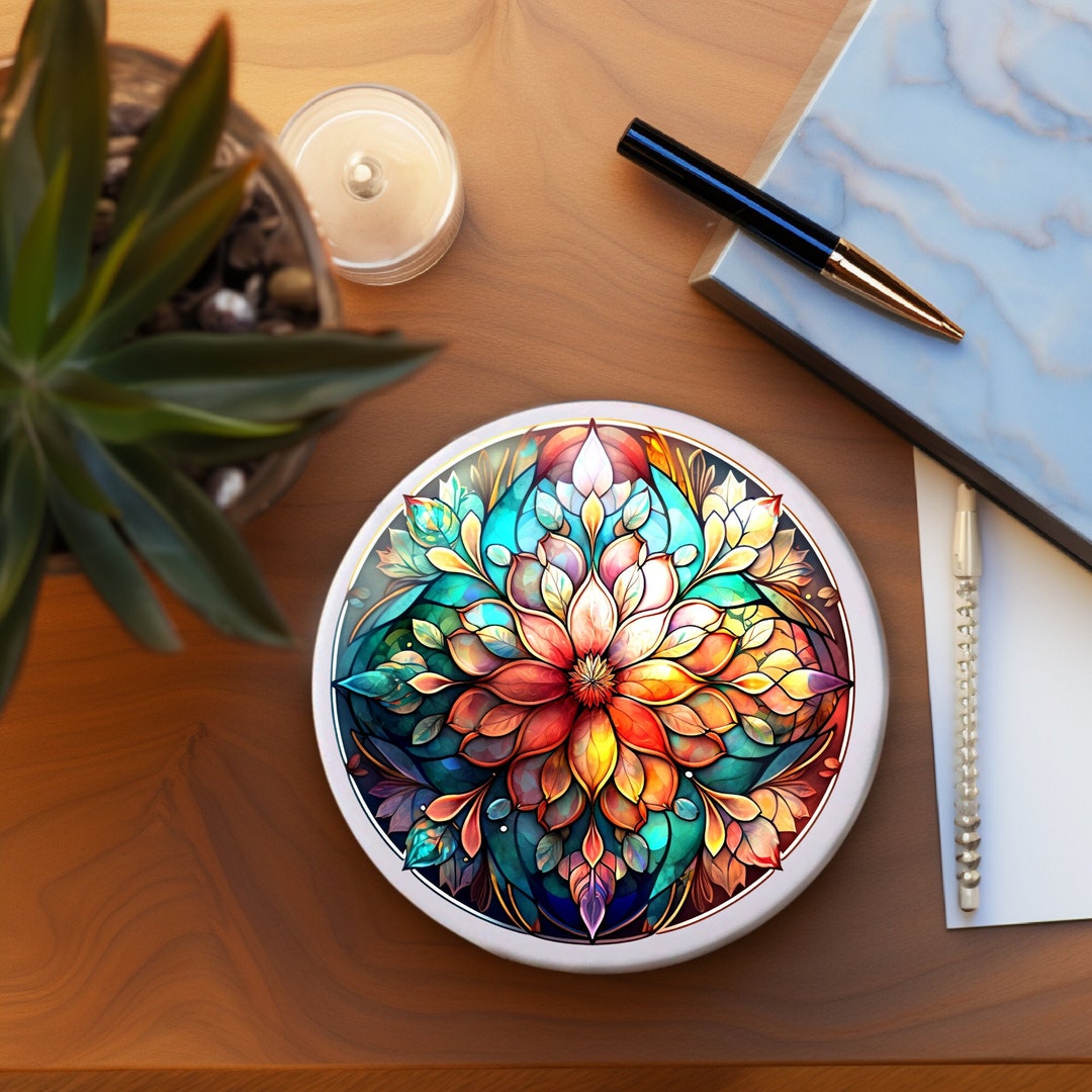 Mandala Motif Coaster, Ceramic Coaster, Mandala Lover Gift, Eco ...
