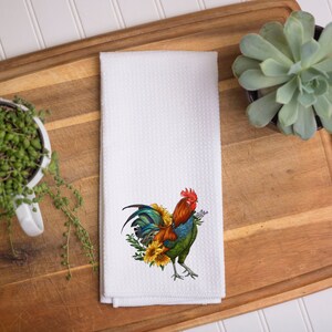 Rooster Tea Towel Farmhouse Kitchen Towel Rustic Kitchen - Etsy