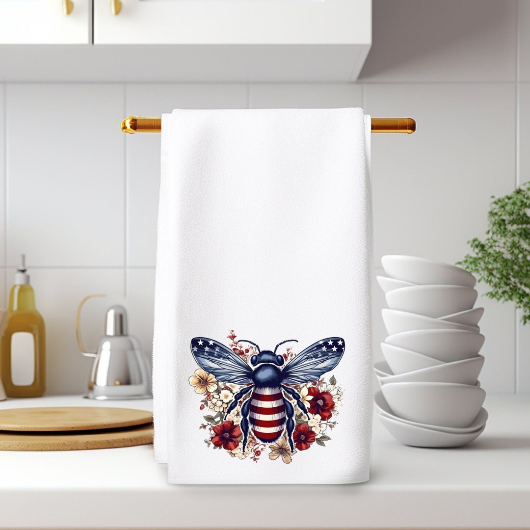 Patriotic Hand Towel, Americana Home Decor, 4th of July Home, Bee Decor ...