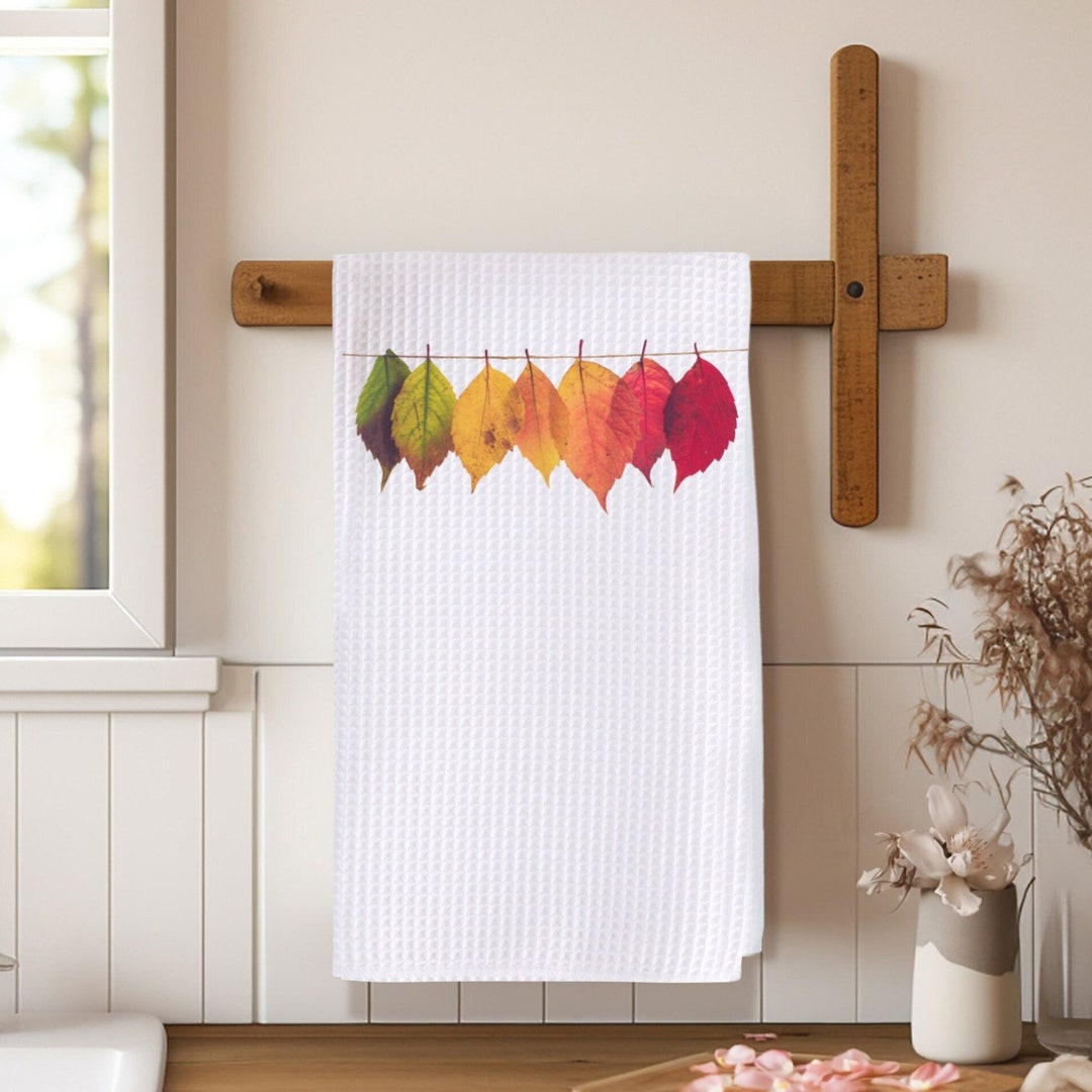Autumn Leaves Waffle Weave Towel: Fall Kitchen Decor - Etsy