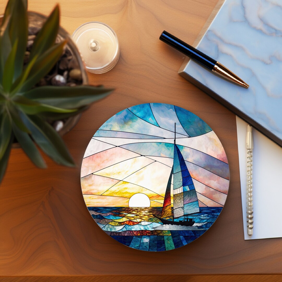 Sailboat Coaster, Sea Lover Gift, Nature Home Decor, Ceramic Coaster ...